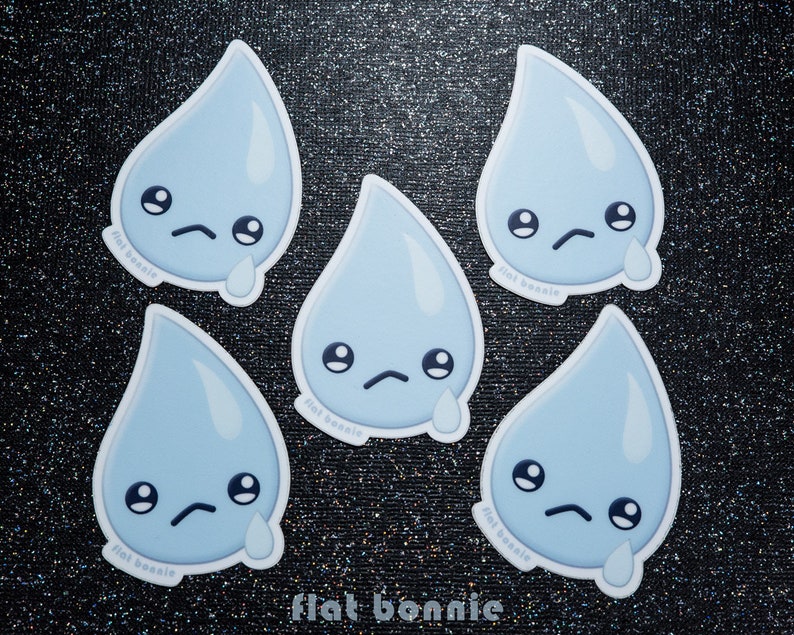 3 Kawaii Teardrop Stickers Ugly Cry Vinyl Decal Crying Skate - Etsy