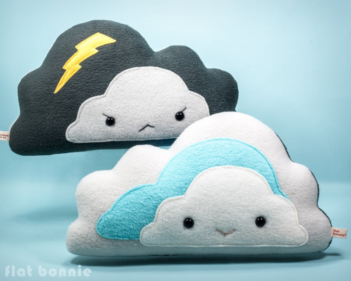 Cloud Pillow Reversible Plushie, Storm Cloud Throw Pillow, Cute ...