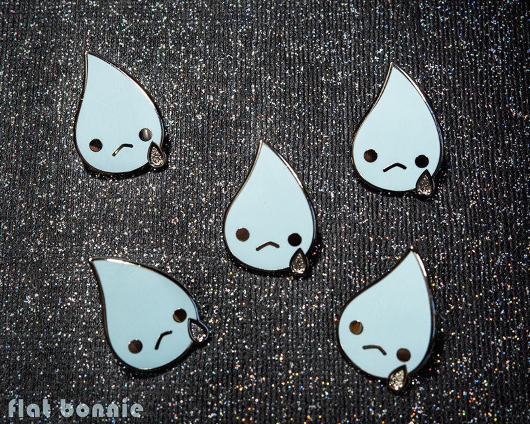 Teardrop Enamel Pin: Kawaii Sad Raindrop Jacket Pin - Etsy