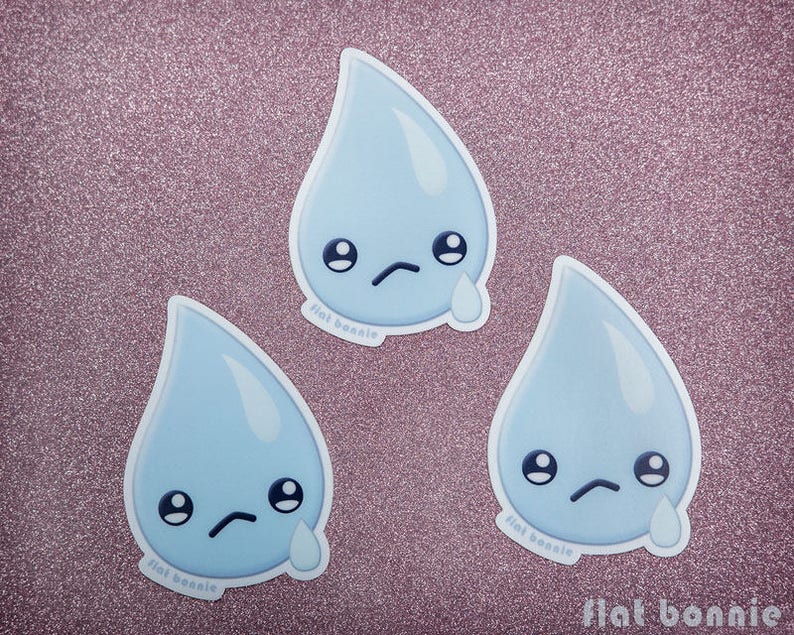 3 kawaii teardrop stickers Ugly cry vinyl decal Crying skate | Etsy