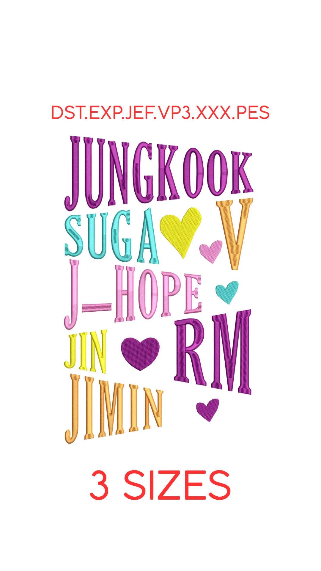 K-pop BTS Member Names Embroidery Design | 3 Sizes (digital Download ...