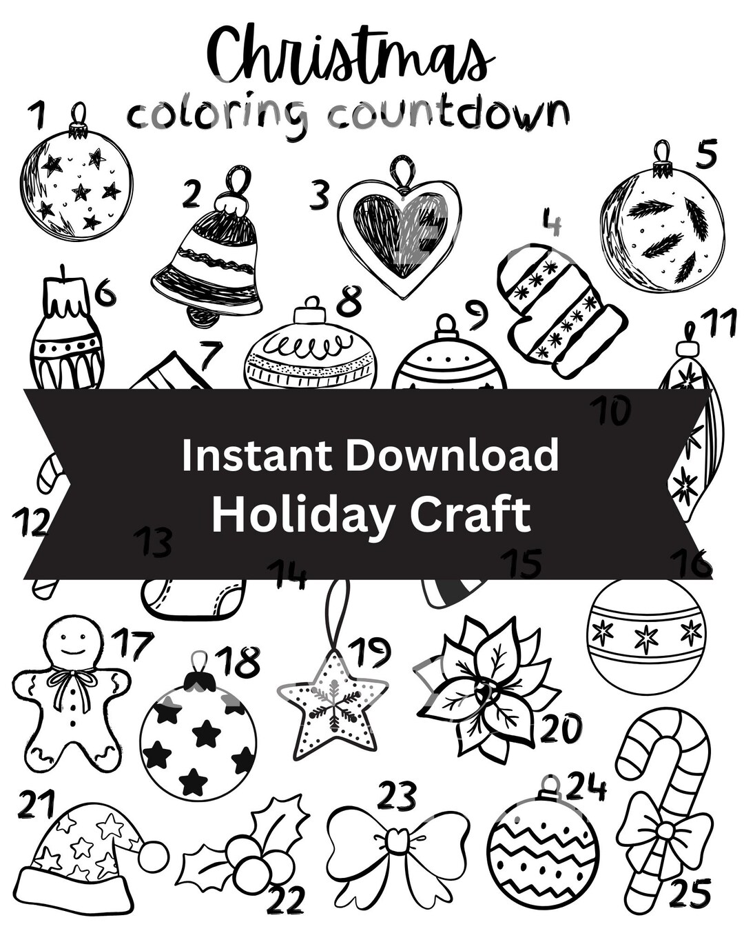 Christmas Coloring Countdown Pdf File Printing/art Kids - Etsy