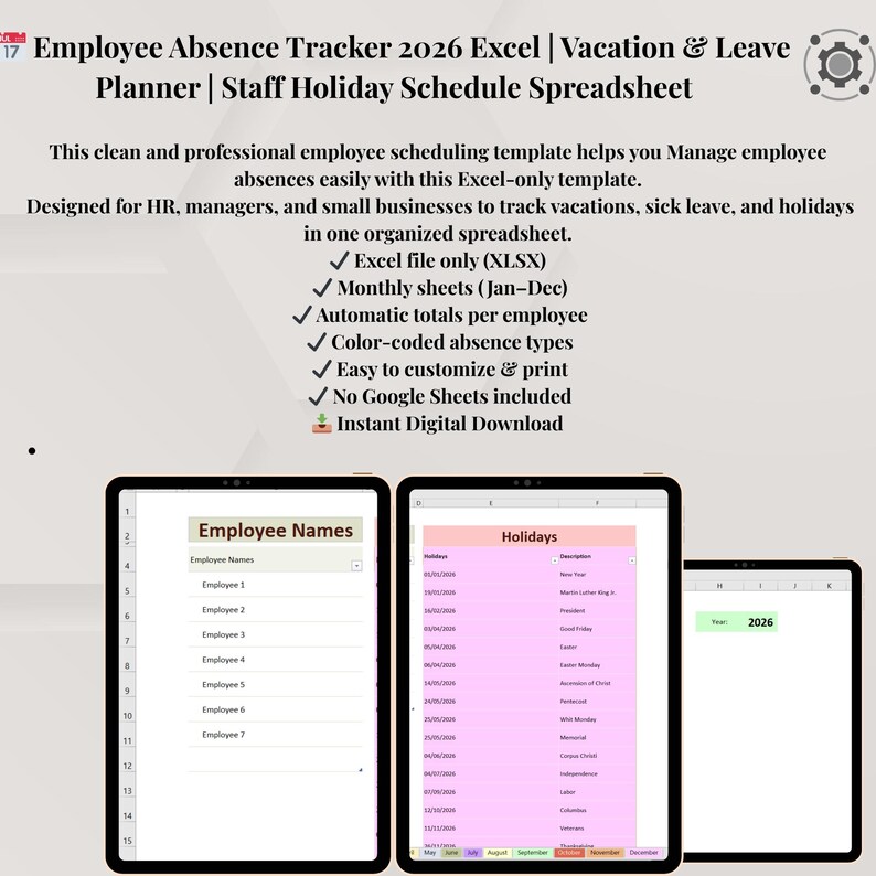 Employee Absence Tracker Calendar| Tracking Points | Editable Excel ...