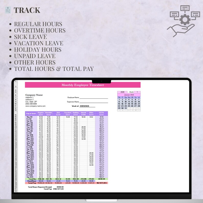 Monthly Timesheet Employee Tracker Template Excel & Google Sheets ...