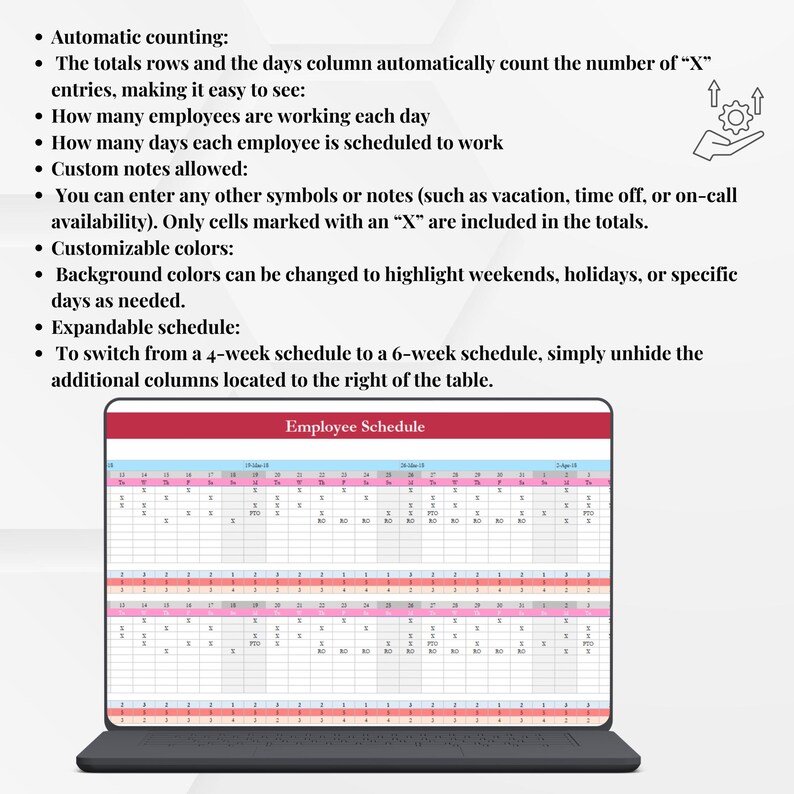 Employee Schedule Excel & Google Sheets Template | Staff Shift Planner ...