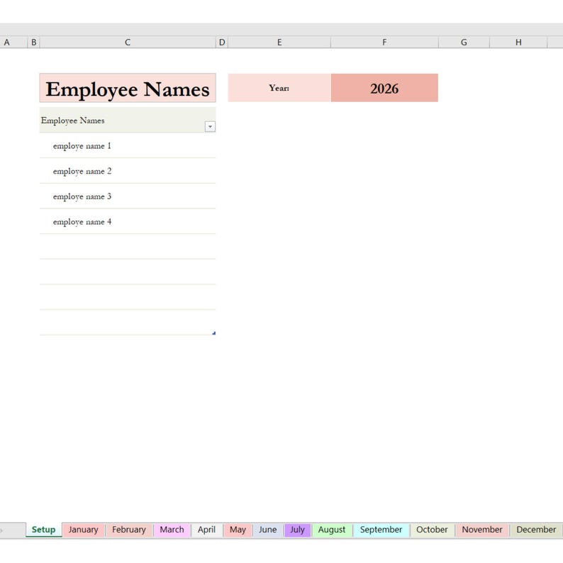 Employee Absence Tracker Calendar 2026 | HR Vacation Sick Leave Planner | Excel Staff Attendance ...