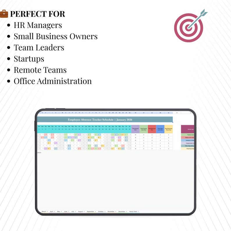 Employee Leave Management Tracker 2026 | Absence Tracker Excel & Google ...