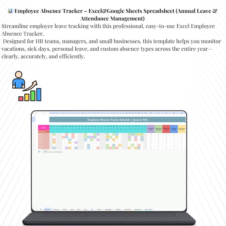 Employee Leave Management Tracker 2026 | Absence Tracker Excel & Google ...