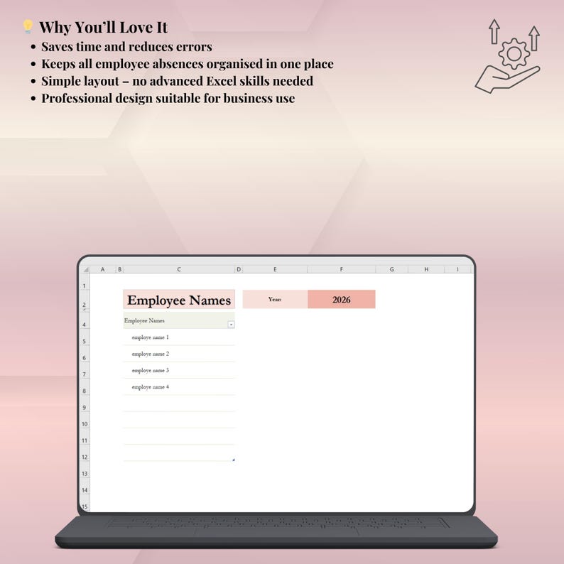 Employee Absence Tracker Calendar 2026 | HR Vacation Sick Leave Planner ...