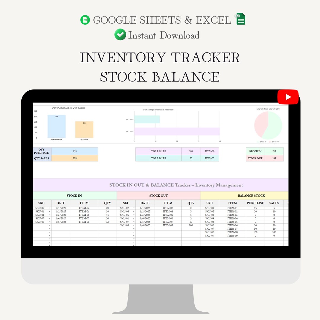 Inventory Stock Tracker Template Excel Google Sheets Small Business ...