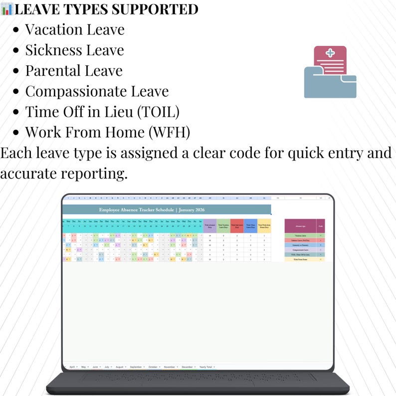 Employee Leave Management Tracker 2026 | Absence Tracker Excel & Google ...