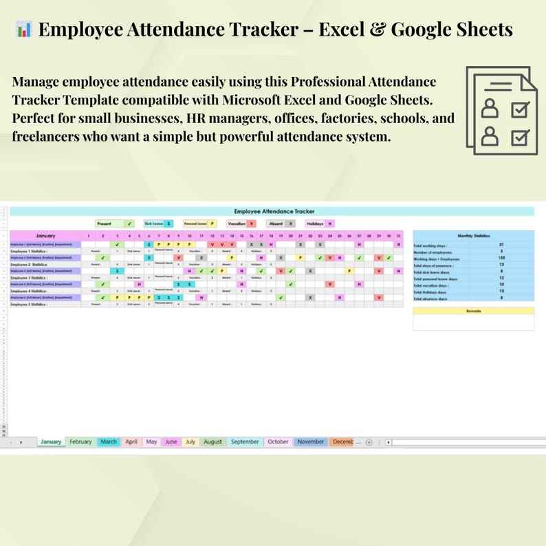 Employee Attendance Tracker – Employee Absence Schedule Excel Google ...