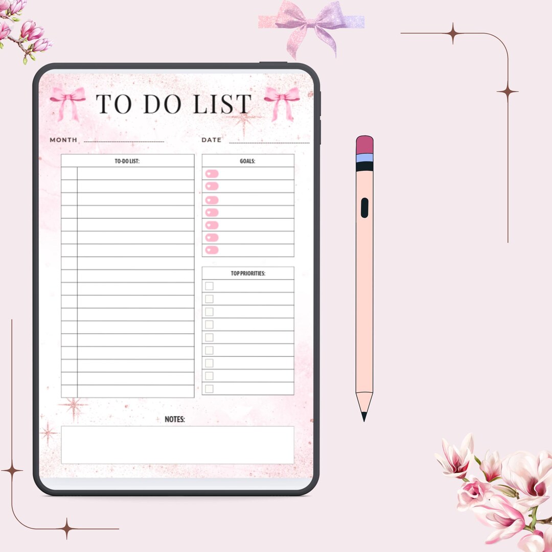 Pink to Do List Printable A4, Editable Canva Planner, Cute Daily ...