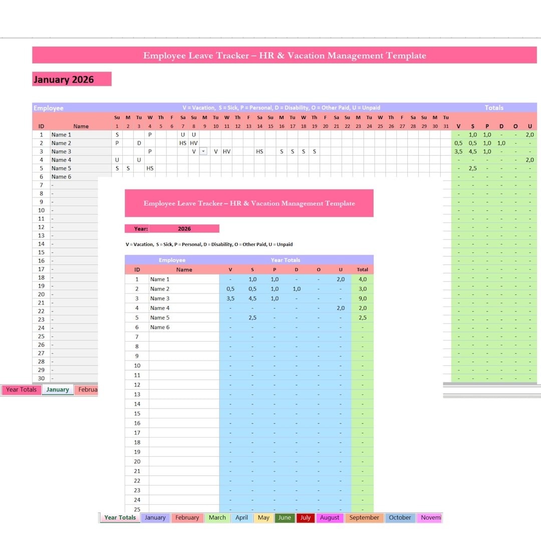 Employee Leave Tracker Excel Template | PTO, Vacation & Sick Leave ...