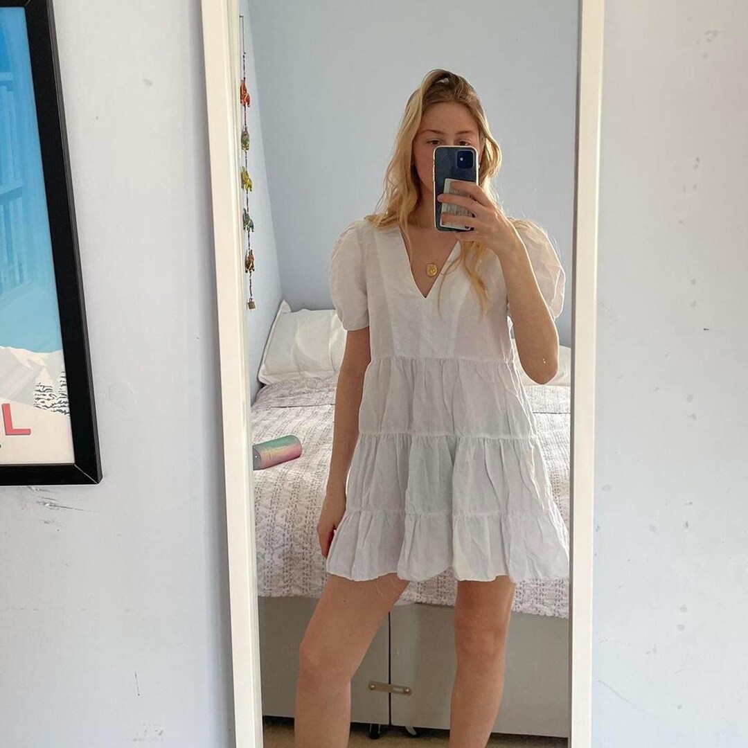 100% Linen White Nightgownn Dress Honeymoon Sleepwear Bridal Lingerie ...