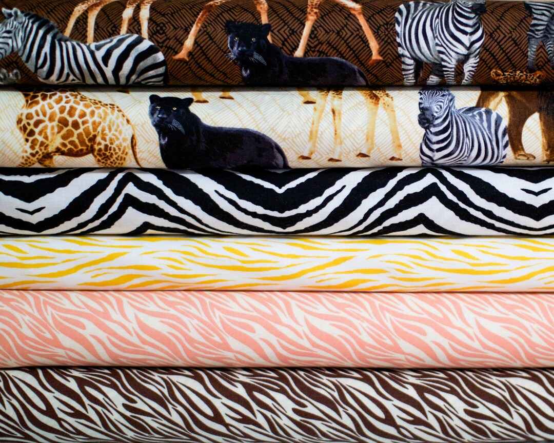 Animal Wild Print Fabric Bundle - Half Yard Bundle - 6 Half Yard Pieces ...