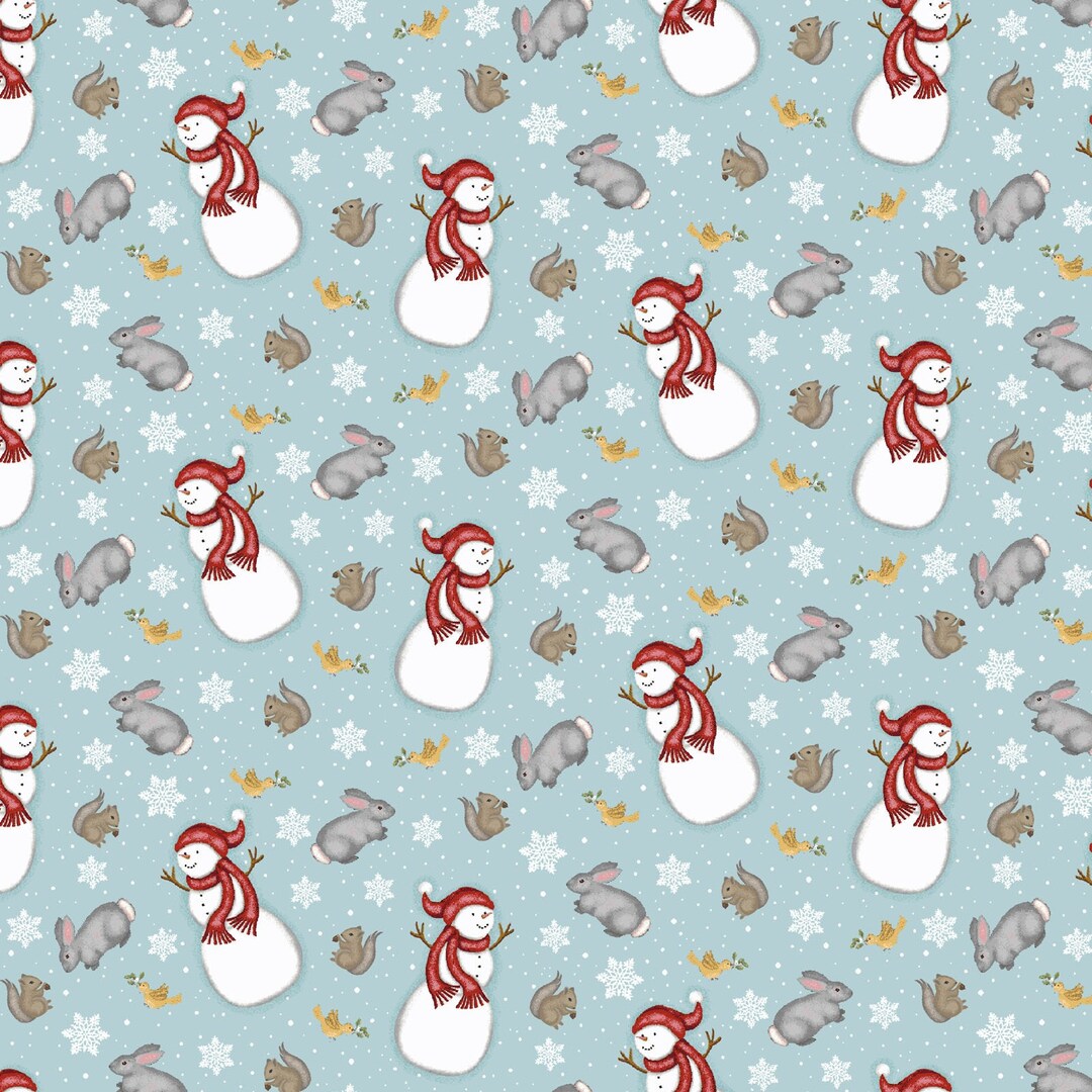 Snowman’s Dream - Tossed Snowkids Snowman Animals From Studio E Fabrics ...