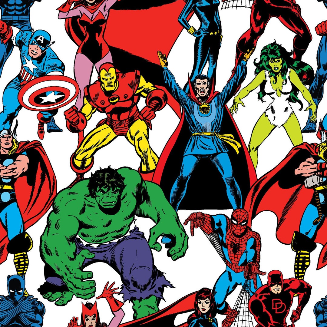 Marvel Retro - Comics Pack White From Springs Creative Fabric - Etsy