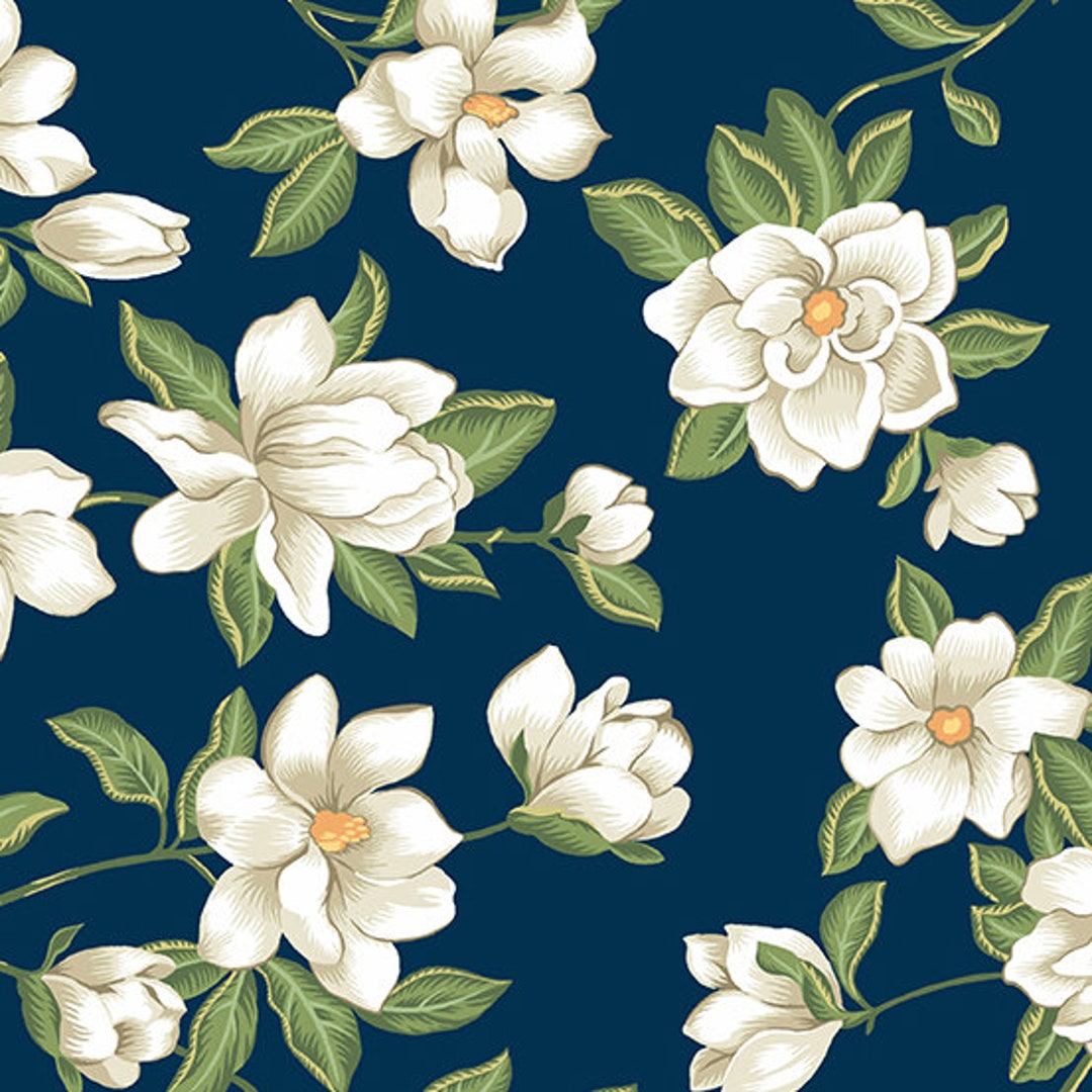 Magnolia - Large Magnolia Blue From Andover Fabrics - Etsy