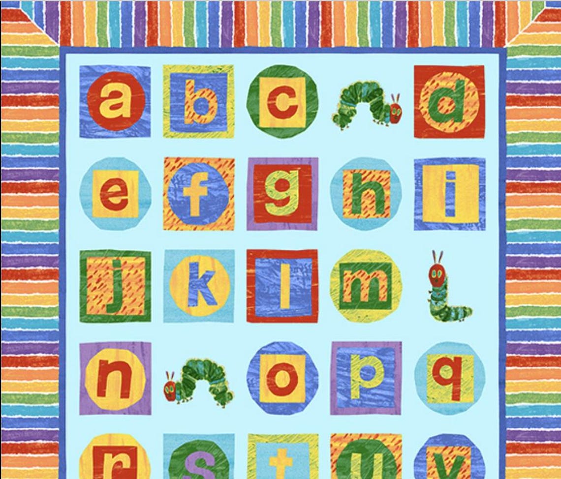 The Very Hungry Caterpillar - Alphabet Blue PANEL by Eric Carle From ...