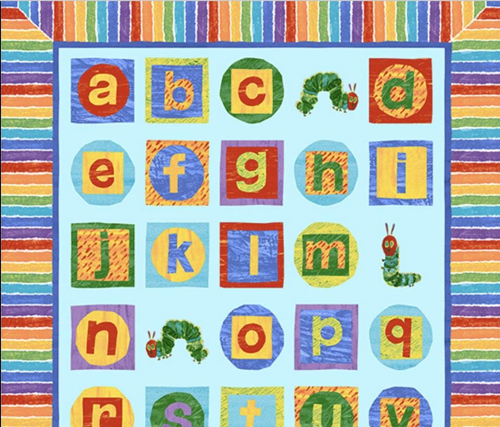 The Very Hungry Caterpillar - Alphabet Blue PANEL by Eric Carle From ...