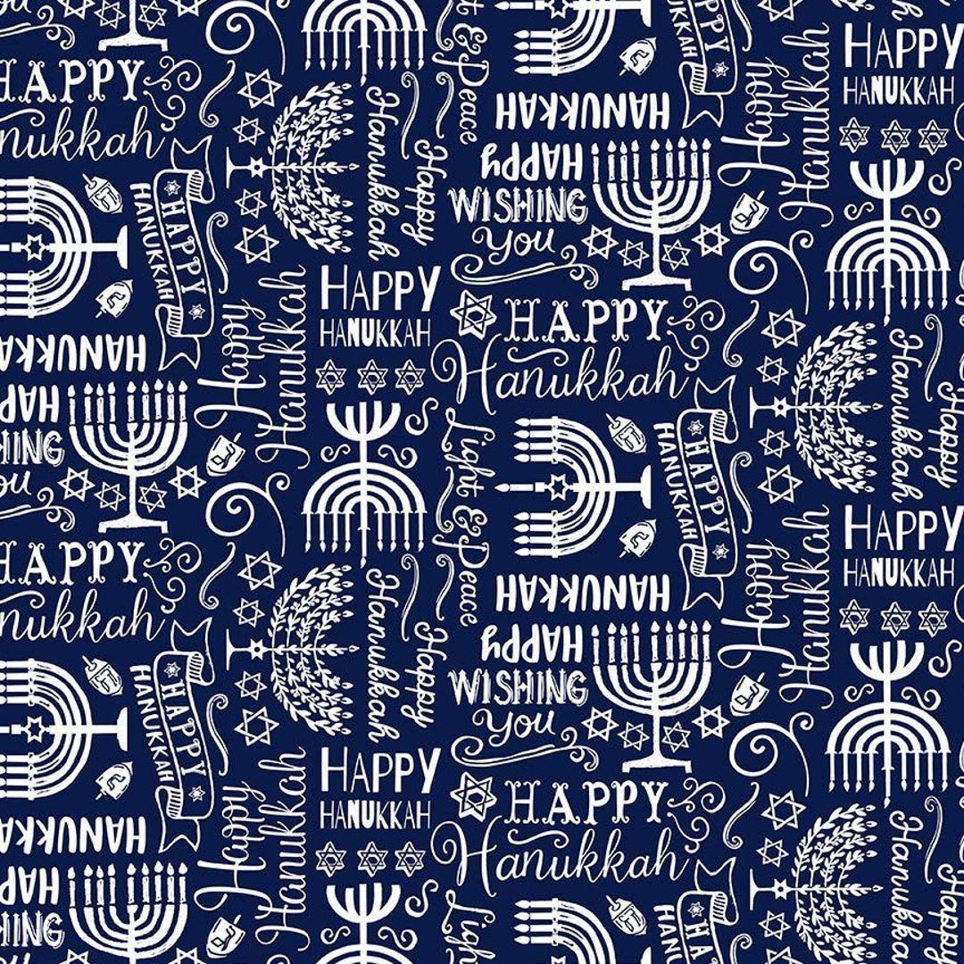 Menorah Hanukkah Navy Blue From Timeless Treasures Fabric - Etsy