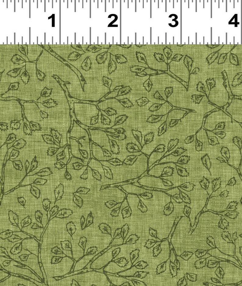 Autumnity - Branchlets Green by Esther Fallon Lau From Clothworks ...