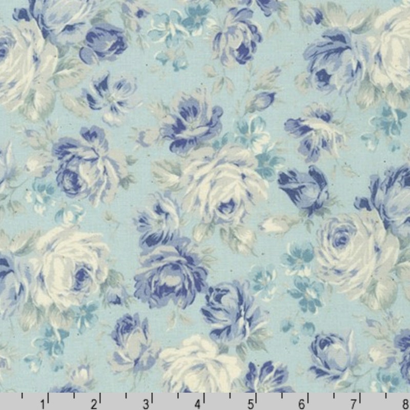 Blue Floral Fabric - Etsy