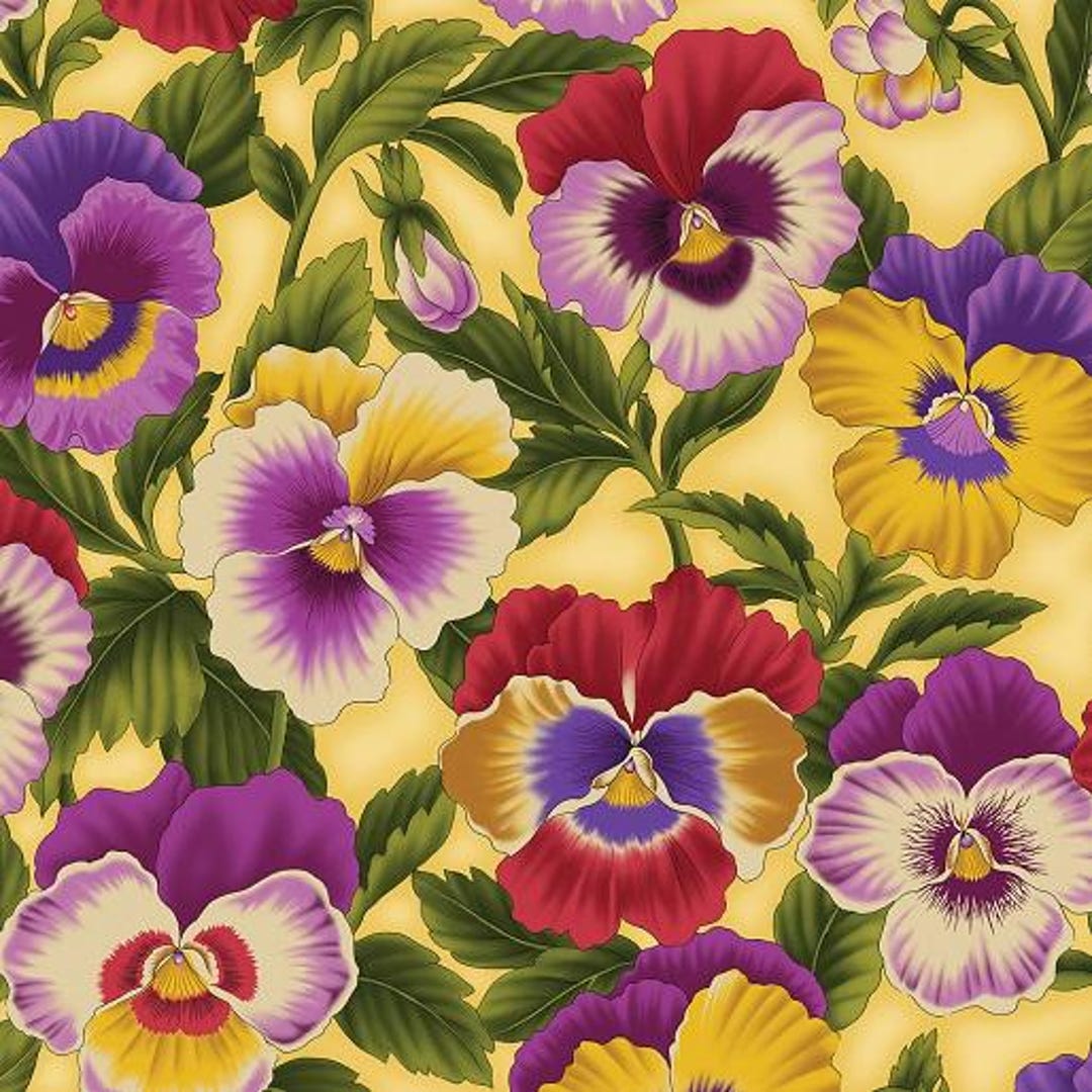 Flower Festival - Violets Yellow From Benartex Fabrics - Etsy