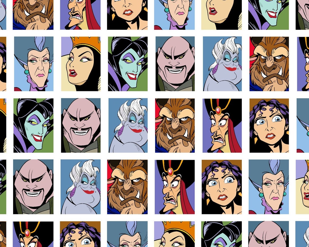 Disney Villains - Villains Grid From Springs Creative Fabric - Etsy