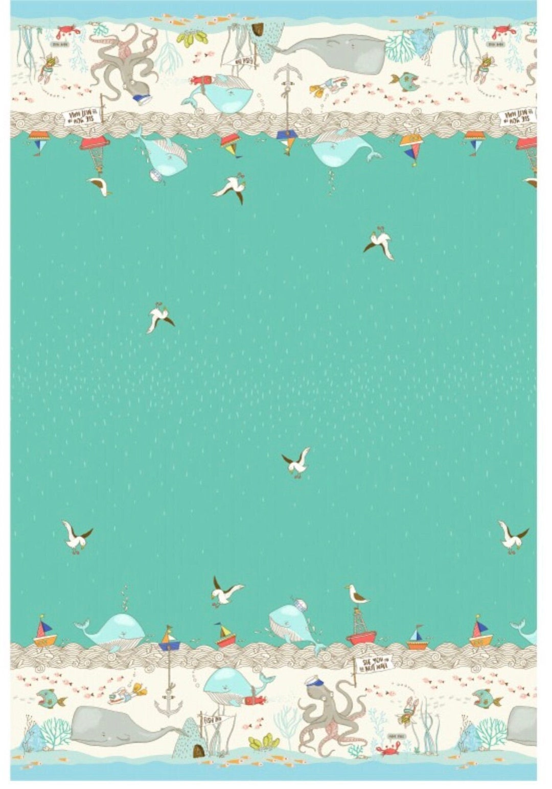 Make A Splash - Fish Inn DOUBLE Border From Michael Miller Fabric - Etsy