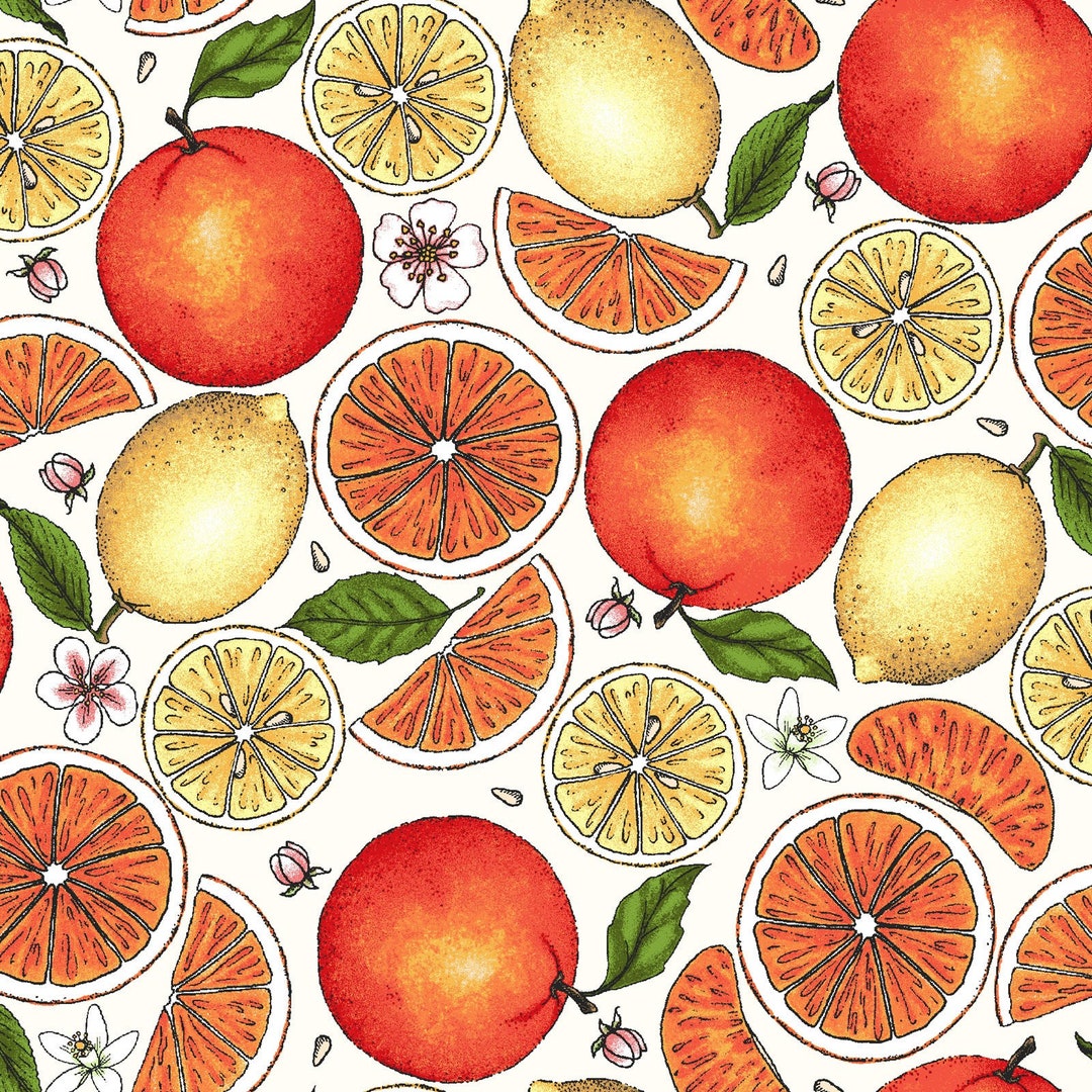 Fancy Fruit - Citrus Cream by Kris Lammers From Maywood Studio Fabric ...
