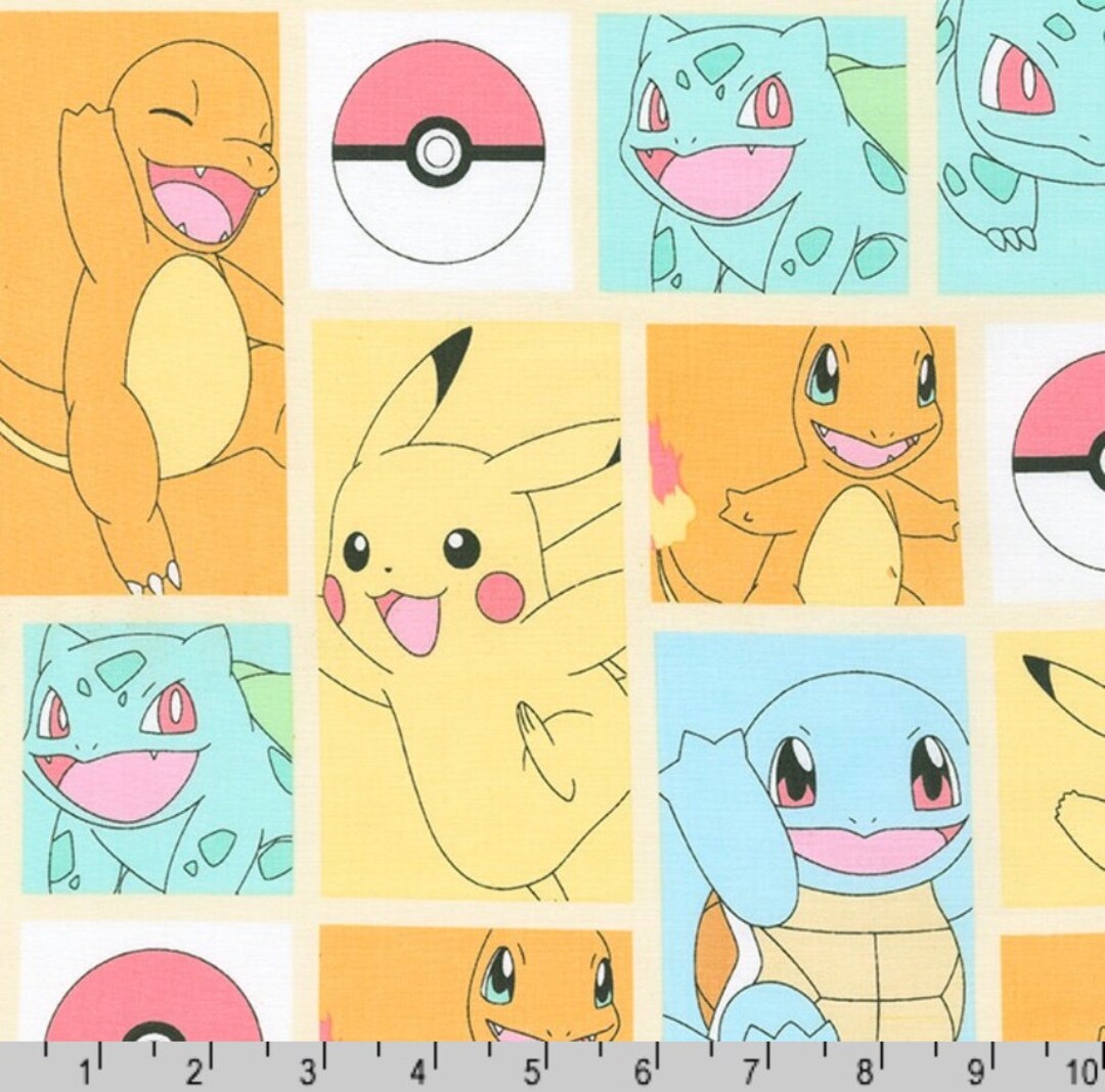Pokemon - Picture Collage Pastel From Robert Kaufman Fabric - Etsy