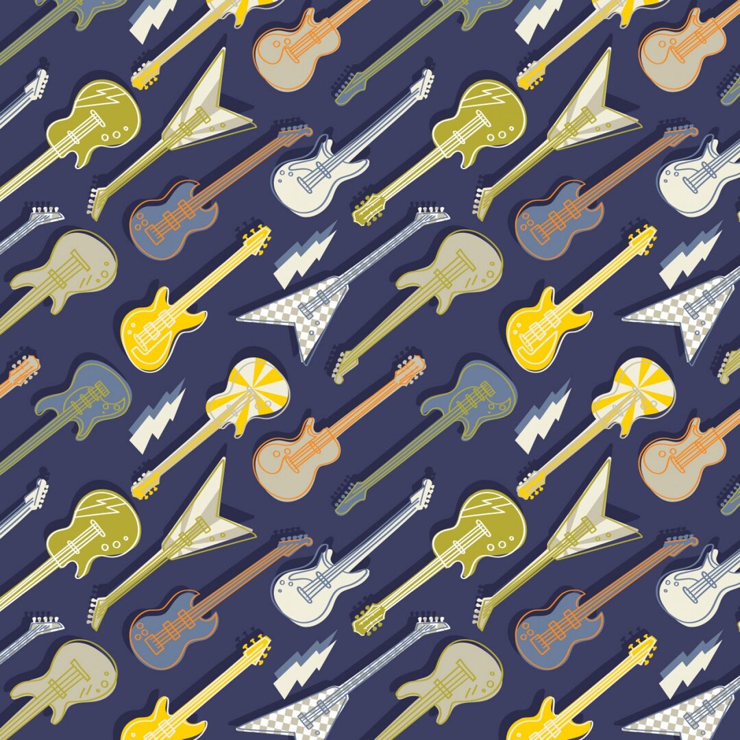 Rock on - Amped up Guitars Navy by Elizabeth Silver From Camelot ...