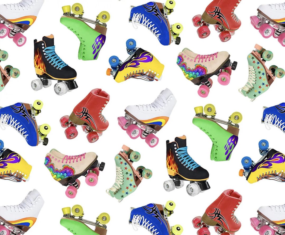 In Motion - Roller Skates White From Elizabeth’s Studio Fabric - Etsy