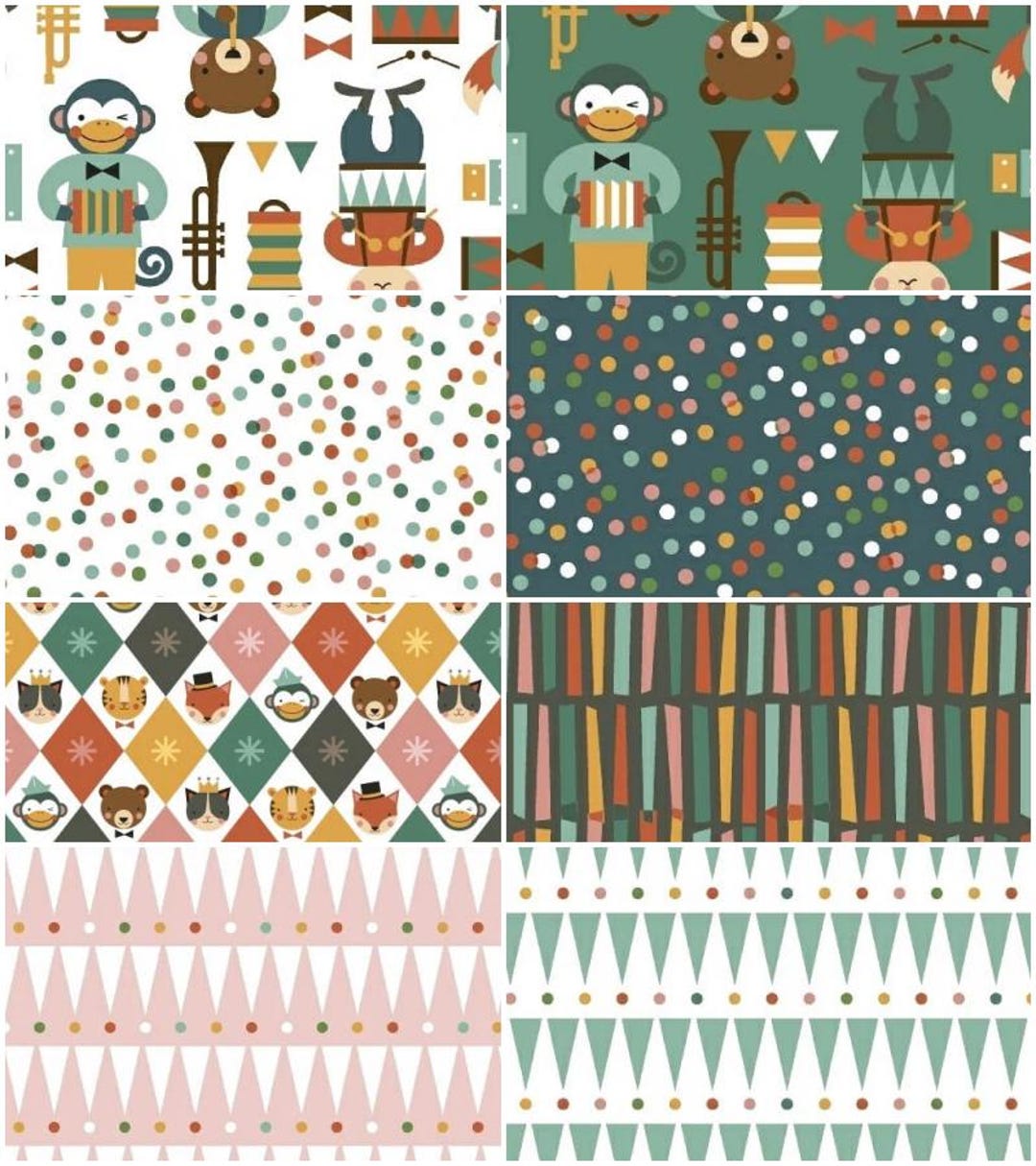 Party Animals Fabric Bundle - Fat Quarter Bundle - 8 Fat Quarter Pieces ...