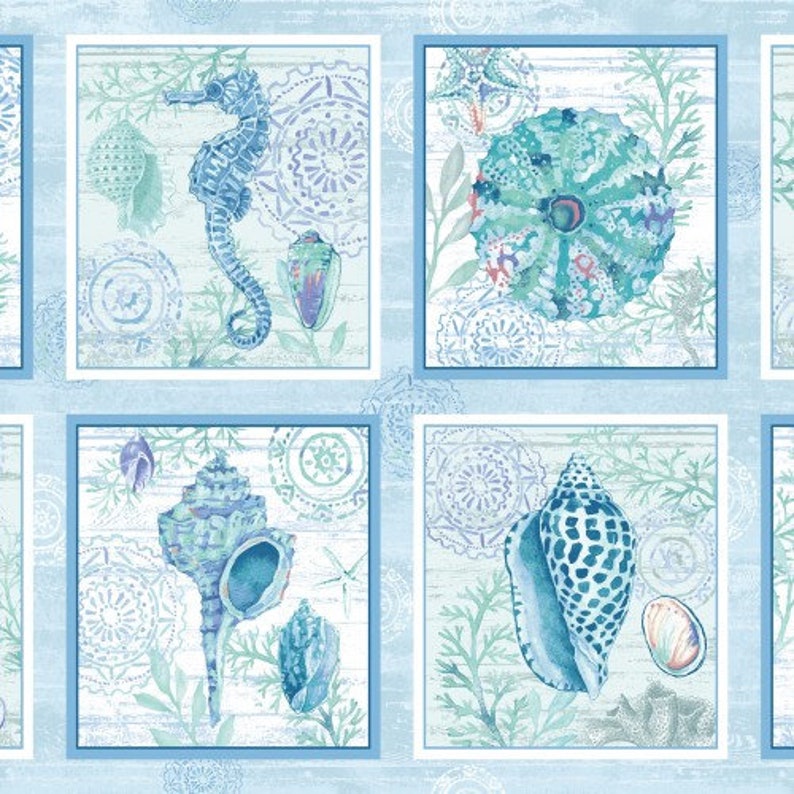 Salt and Sea Sea Creatures PANEL 24 Inches From Henry Glass - Etsy