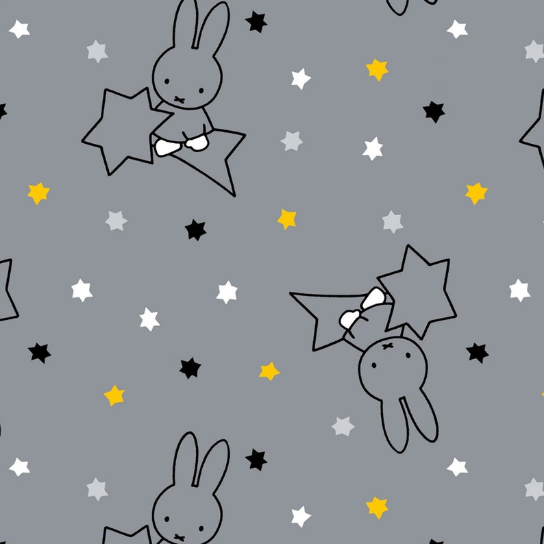 Miffy Twinkle Shooting Stars Gray From the Craft Cotton - Etsy