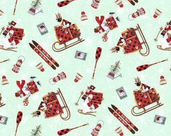 Sledding Dogs Fabric Snow Day Dogs Winter Sledding Dogs by Petfriendly ...