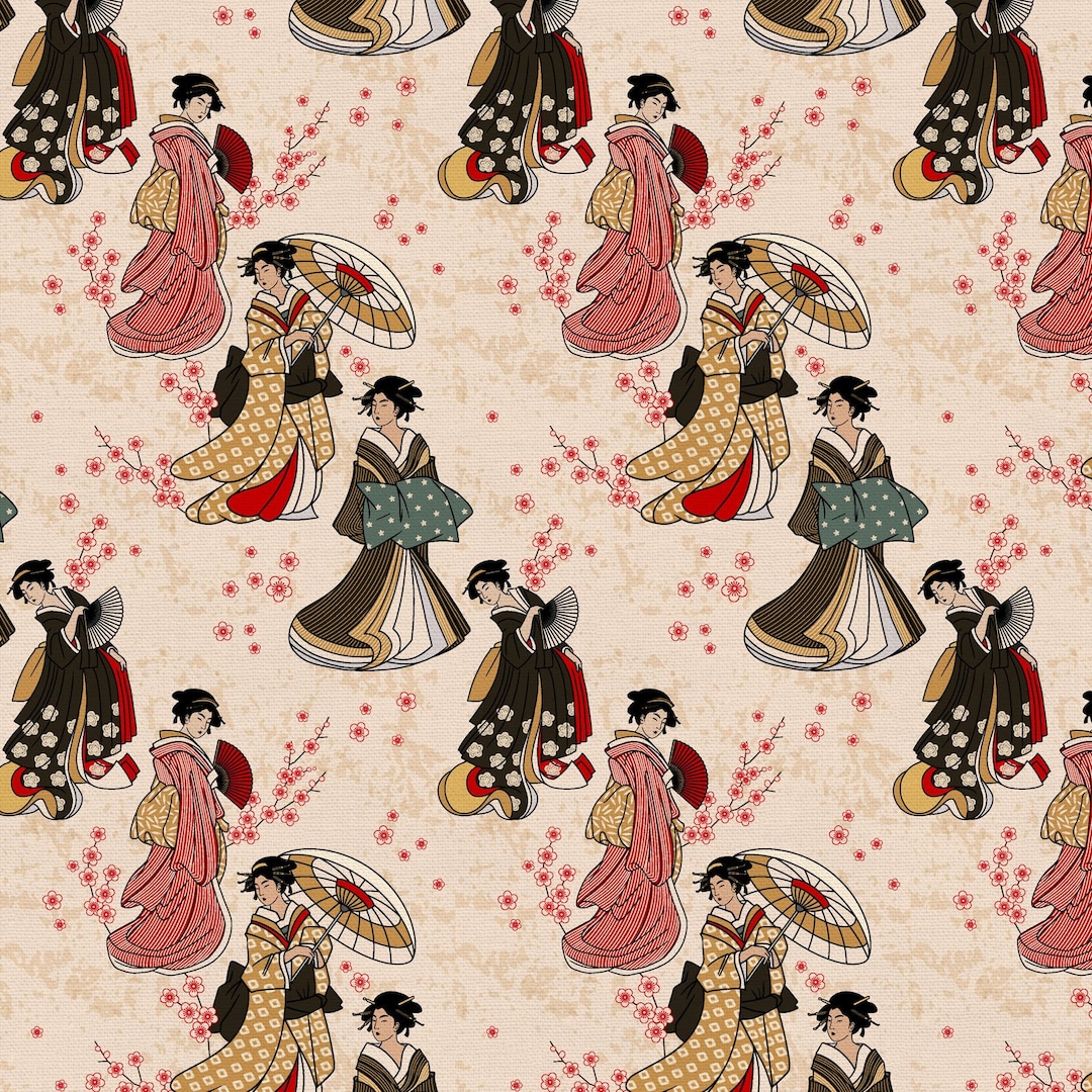 Kimonos and Koi - Geishas Cream From Paintbrush Studio Fabrics - Etsy