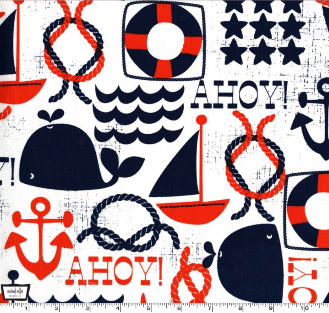 Ahoy Matey - Navy From Michael Miller Fabric - Etsy