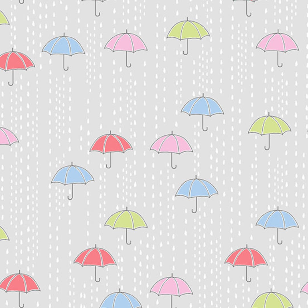 April Showers - Rainy Day Umbrellas Ozone Grey From Andover Fabrics - Etsy