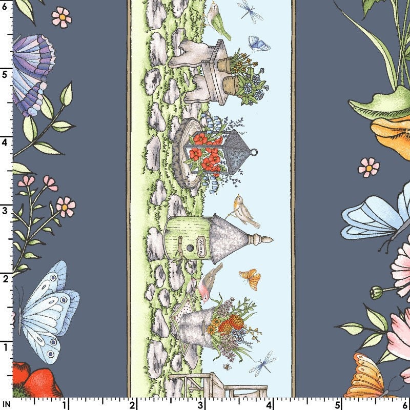 Garden Stroll - Border Prints Grey by Kris Lammers From Maywood Studio ...