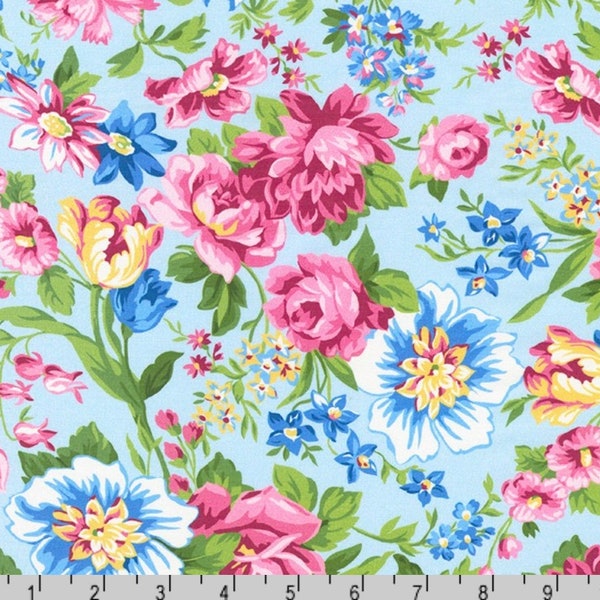 Blue Floral Fabric - Etsy