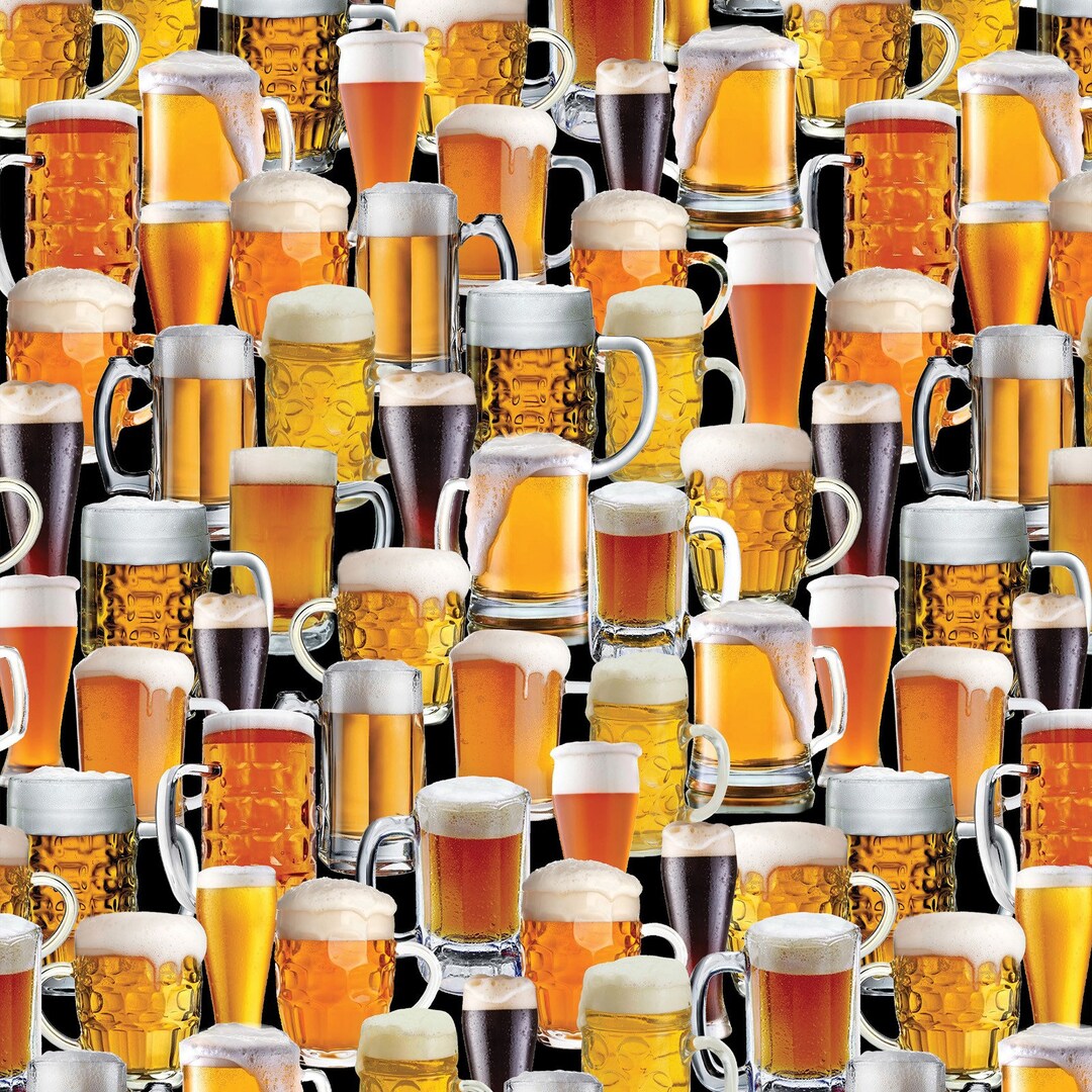 Ale House - Beer Mugs Amber From Kanvas Studio Fabric - Etsy