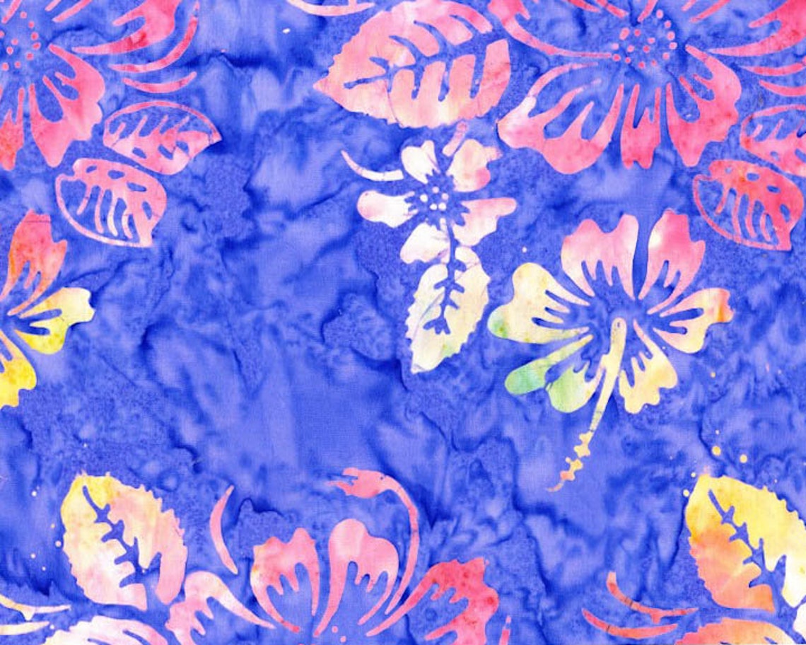 Bali Hawaii Batiks Hibiscus Floral Violet from Benartex | Etsy