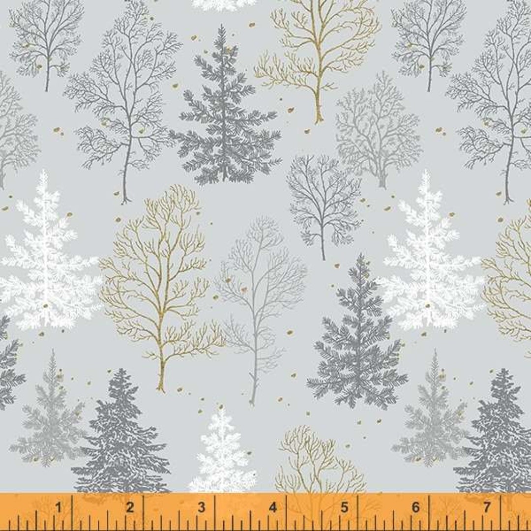 Frosted Forest - Trees in Snowfall Lt Grey by Whistler Studios From ...