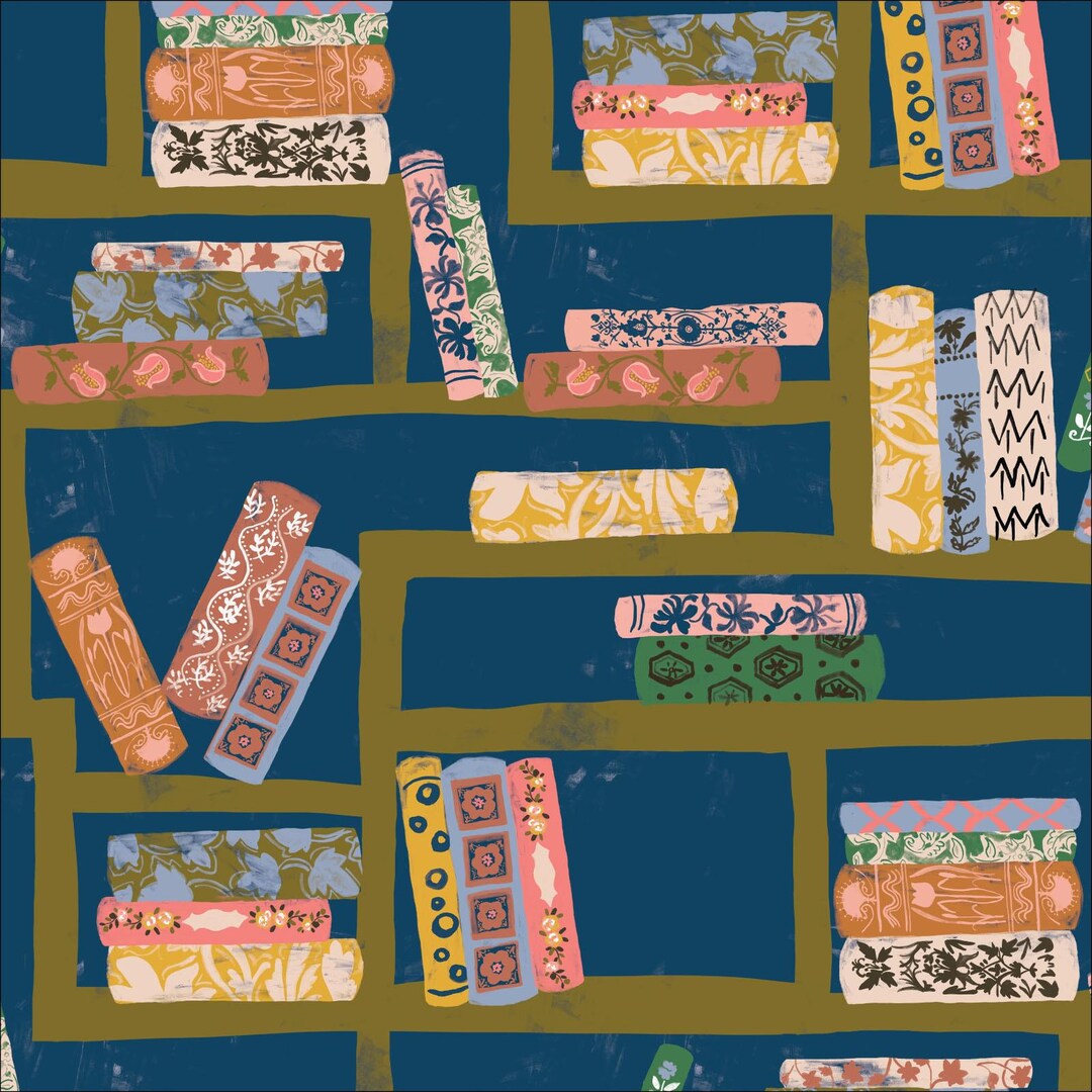 Sanctuary - Beautiful Books Bookshelf From Cloud9 Fabrics - Etsy