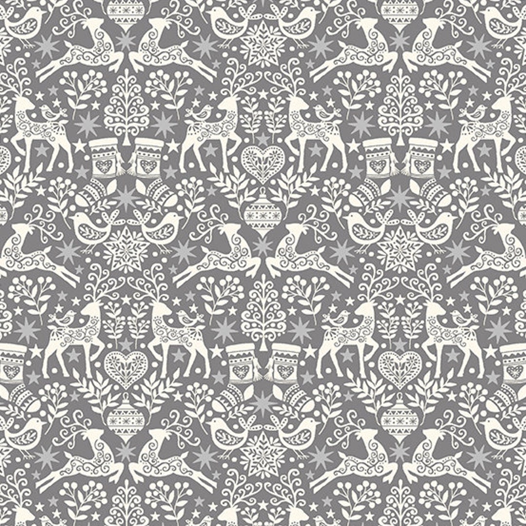 Scandi - Folk Grey From Makower UK Fabric - Etsy