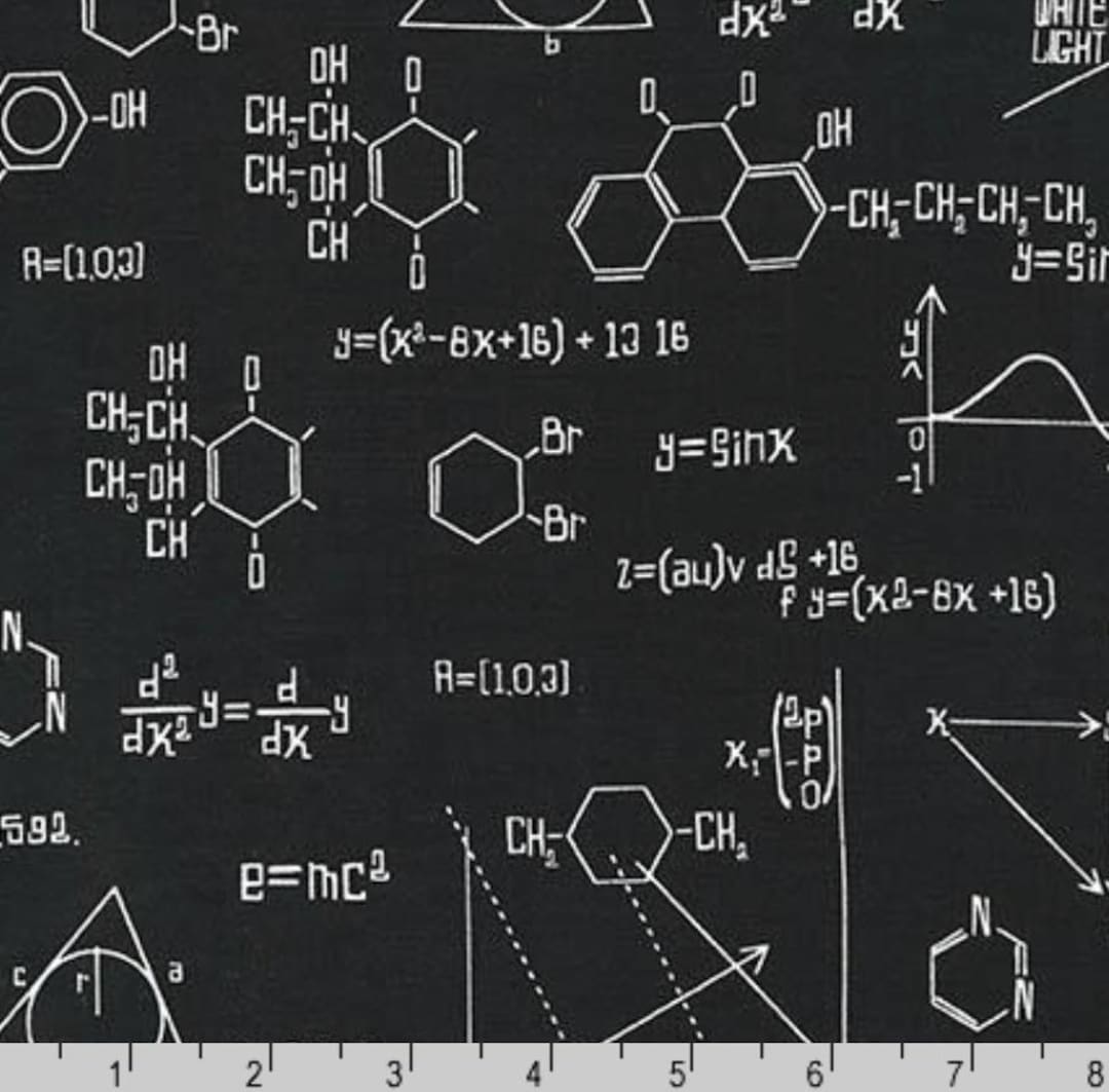 Science Fair - Chemistry Formulas Black From Robert Kaufman Fabrics - Etsy